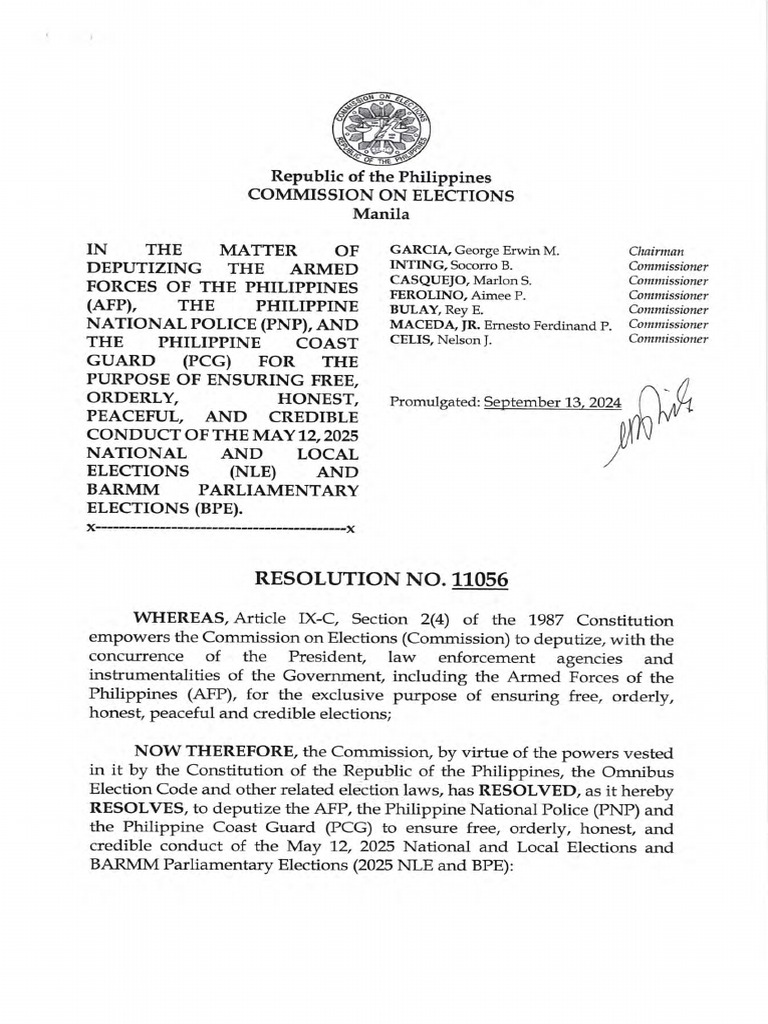 Deputation of AFP PNP CG | PDF | Elections | Commission On Elections ...