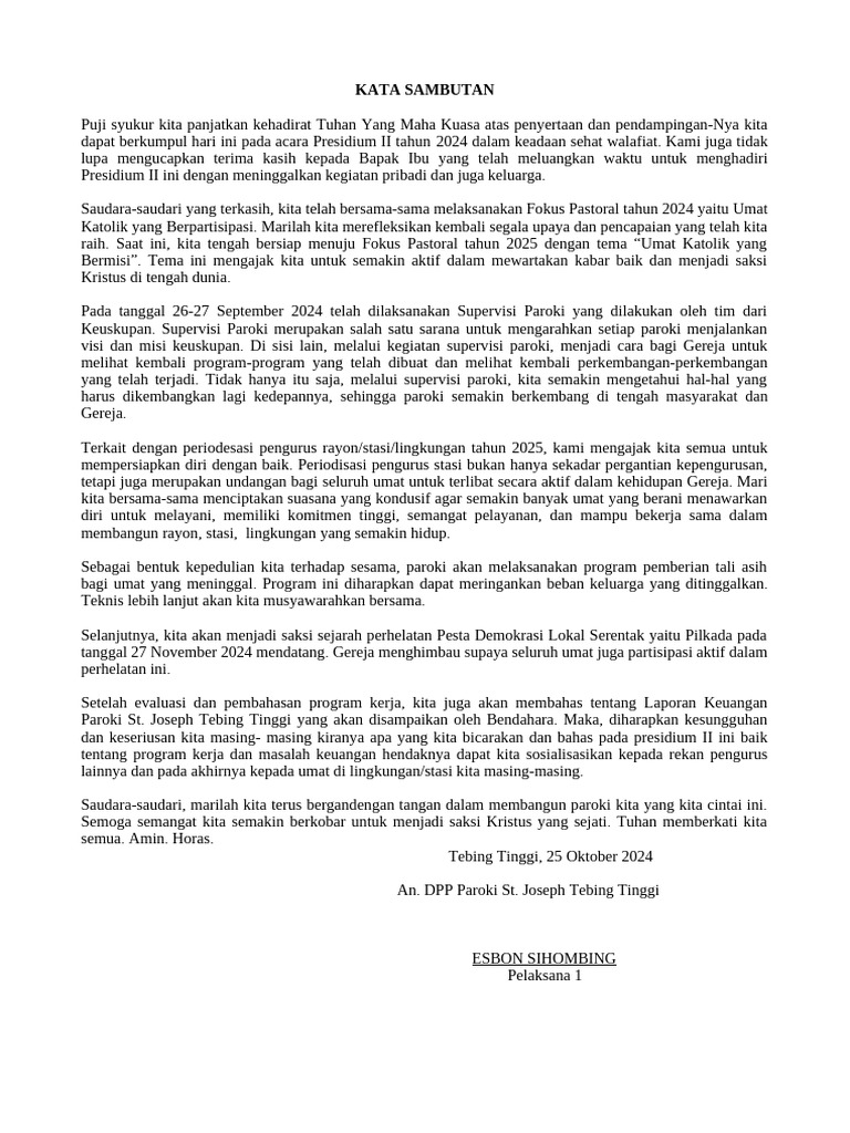 Draft Kata Sambutan Presidium Ii | PDF