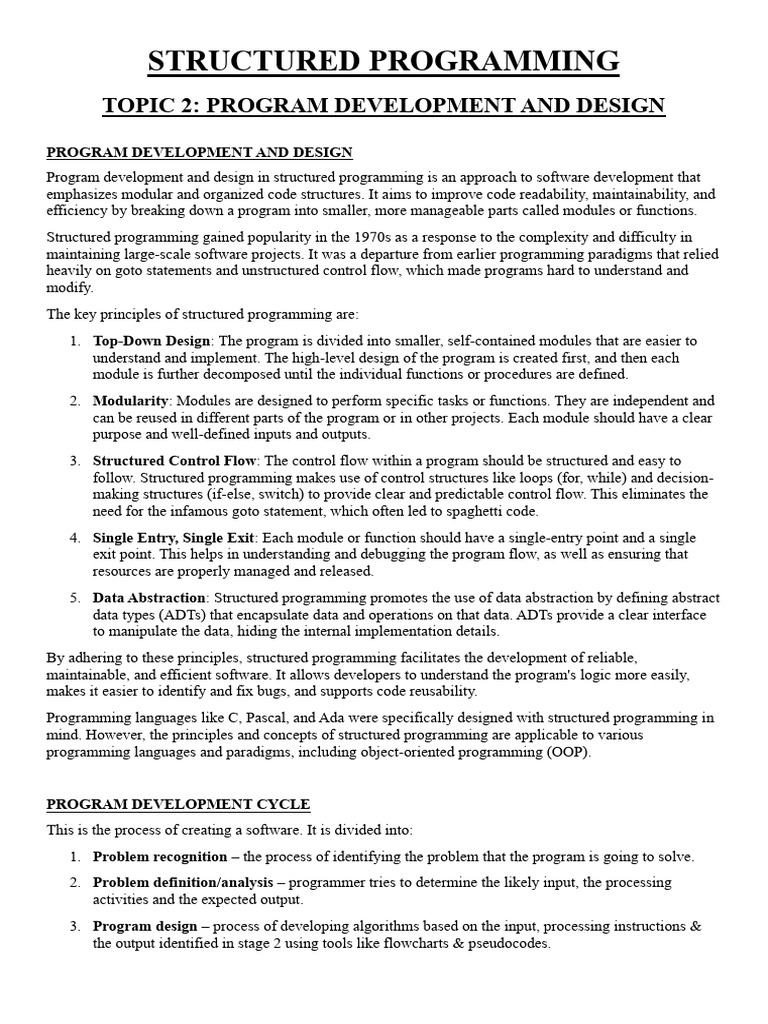 SP Topic 2 - Prog DVLPMNT & Design | PDF | Modular Programming ...