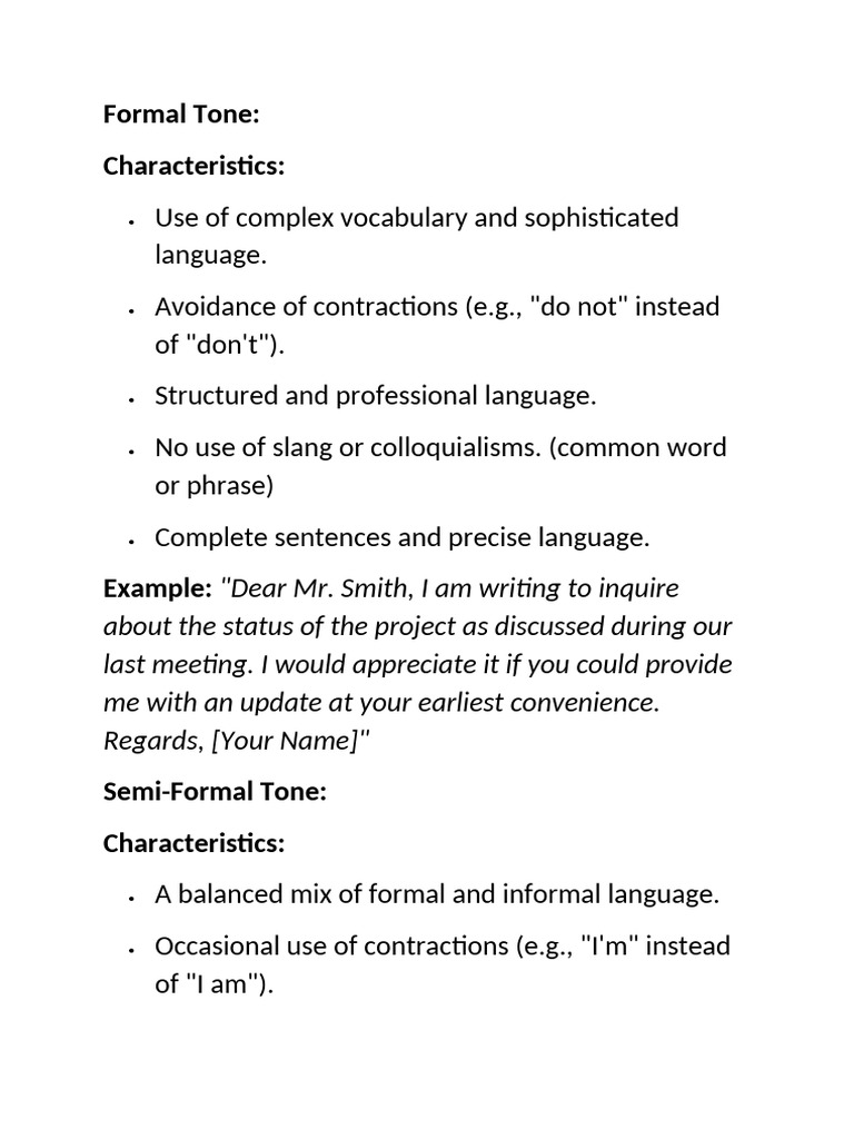 Formal Tone | PDF