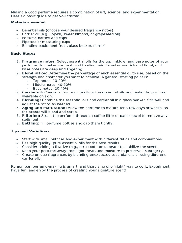 DIY Perfume Making Guide | PDF
