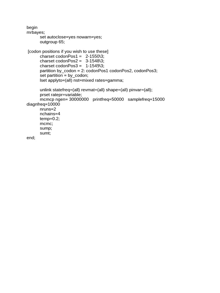Mrbayes Format | PDF
