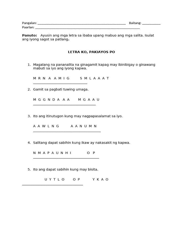 Evaluation For Filipino | PDF