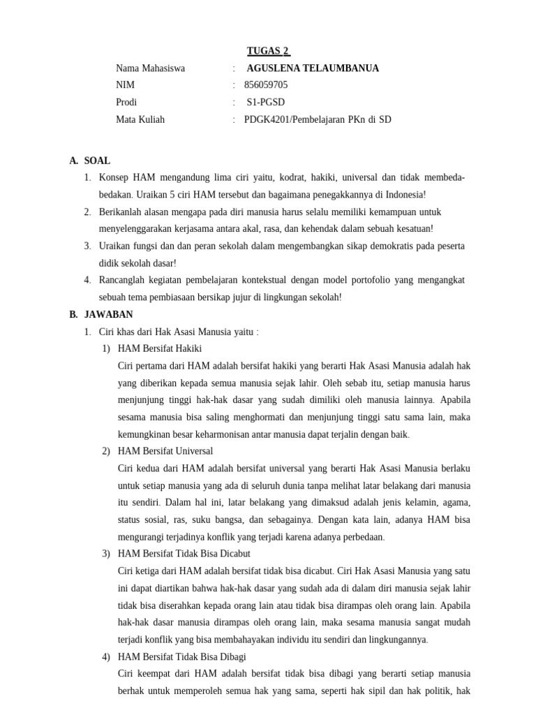 TUGAS 2 Pembelajaran PKN Di SD | PDF