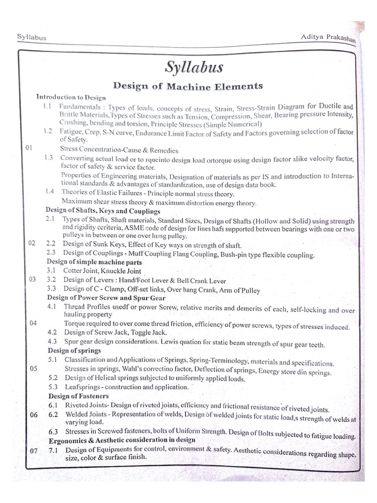 6th Sem. (Design of Machine Elements) | PDF