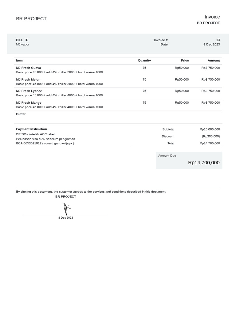 Wholesale Juice Invoice | PDF