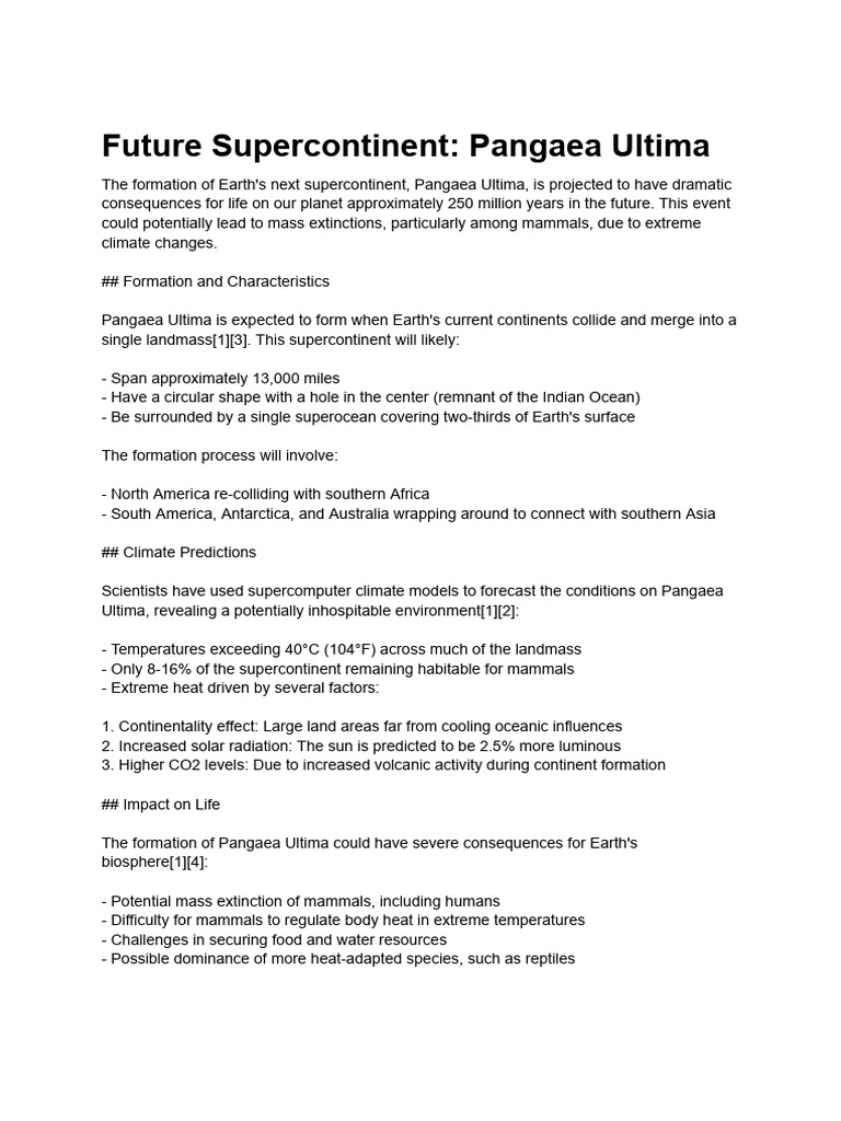 Pangaea Ultima: Future Supercontinent Impact | PDF | Earth | Planetary ...