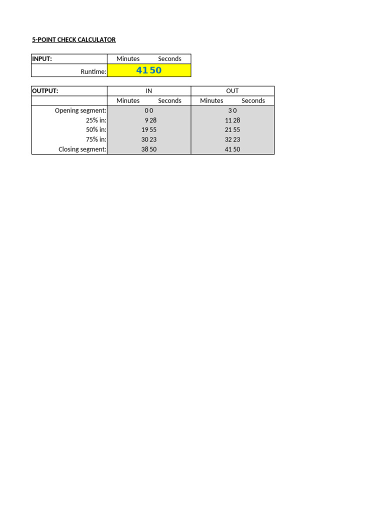 Netflix 5point Check Runtime Calculator V2 | PDF