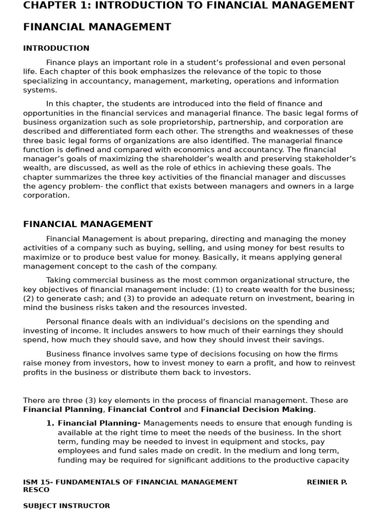 Introduction to Financial Management | PDF | Partnership | Corporations