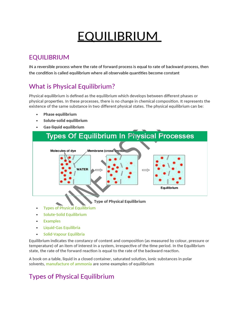 EQUILIBRIUM | PDF | Chemical Equilibrium | Acid