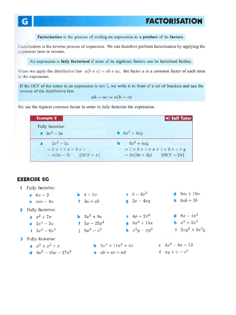 Factorisation (New Book) | PDF