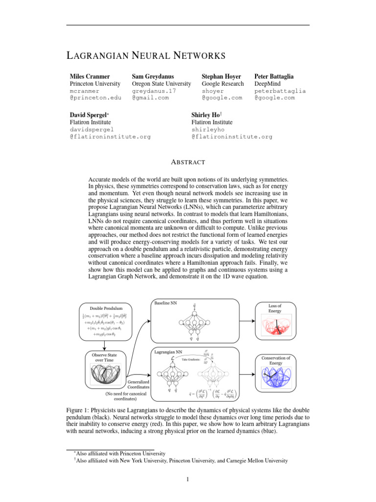 Lagrangian Neural Networks | PDF | Lagrangian Mechanics | Hamiltonian Mechanics