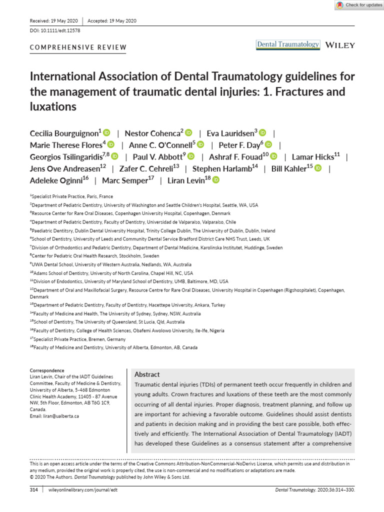 Dental Traumatology - 2020 - Bourguignon - International Association of ...
