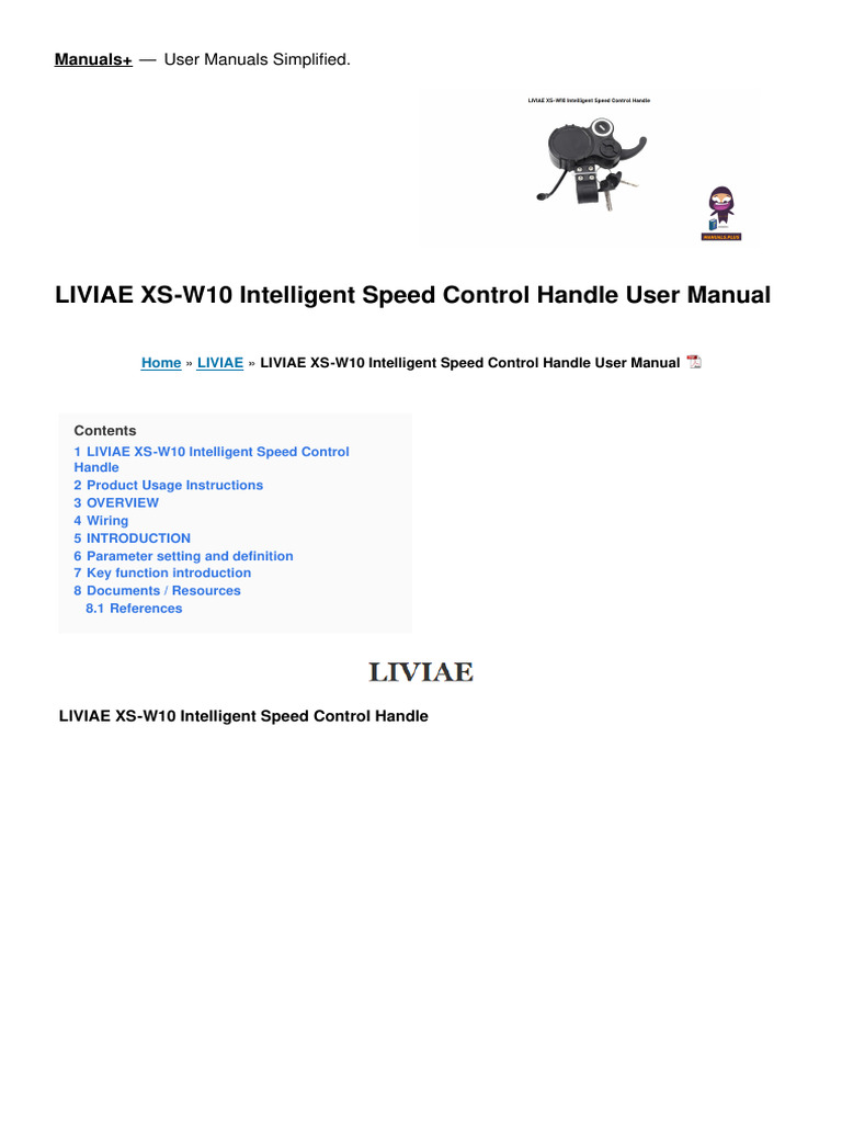 LIVIAE XS-W10 Speed Control Manual | PDF | Usb | Power Supply