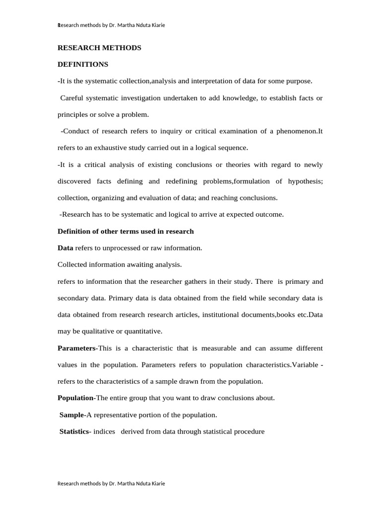 Research Methodology Notes | PDF | Quantitative Research | Methodology