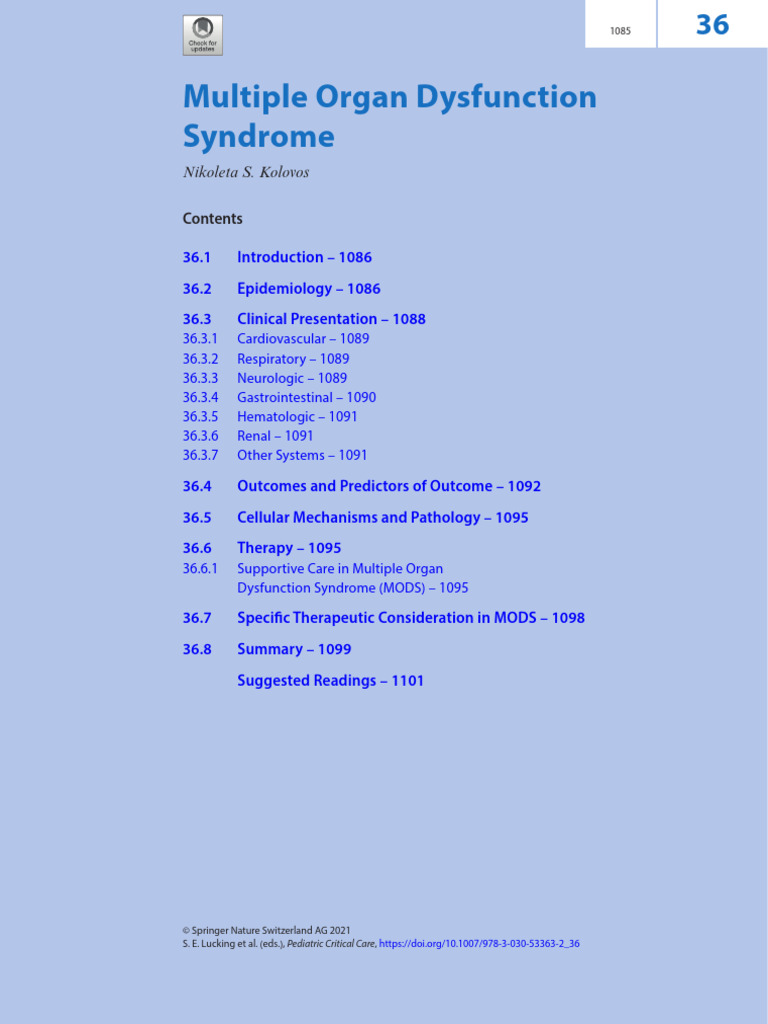 Multiple Organ Dysfunction | PDF | Sepsis | Inflammation