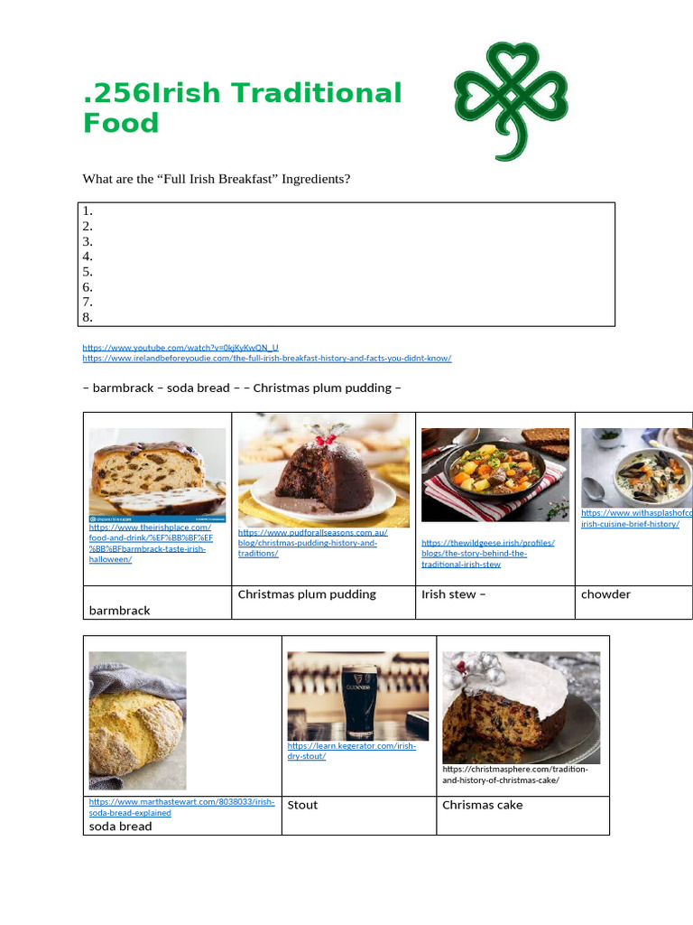 Irish Traditional Food | PDF | Cooking, Food & Wine