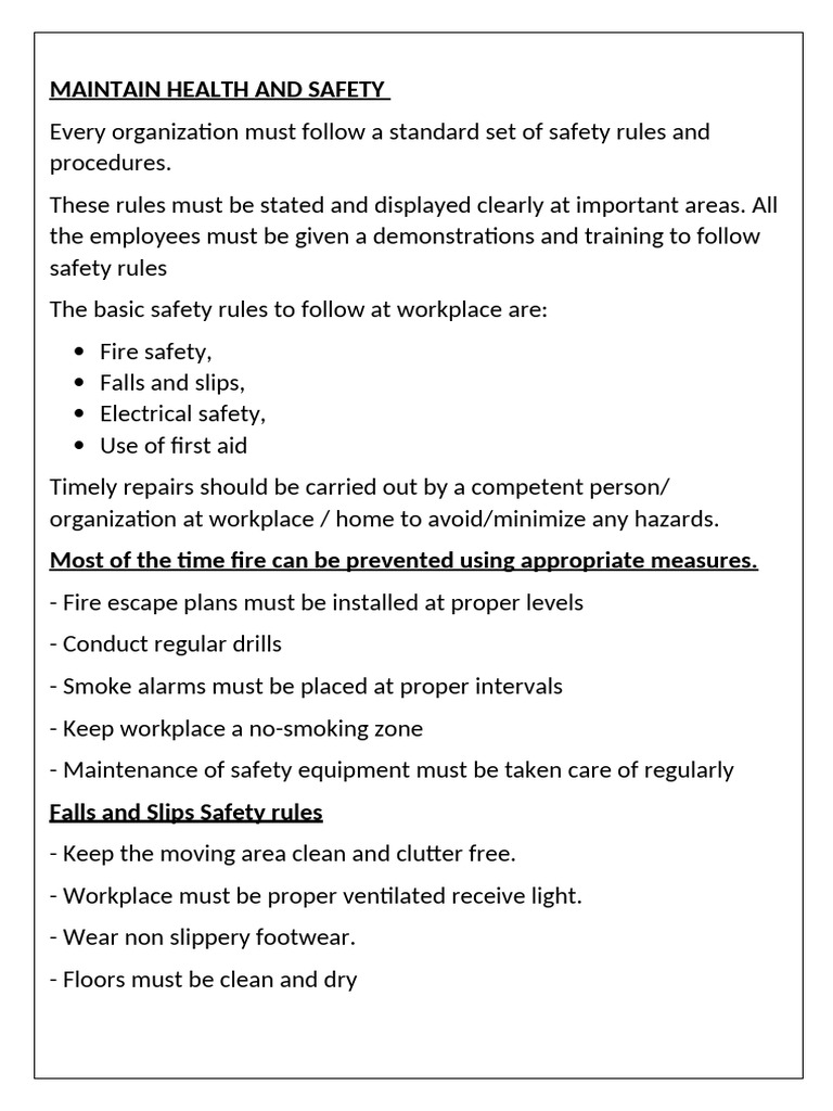 Maintain Health and Safety | PDF | Hazards | Occupational Safety And Health