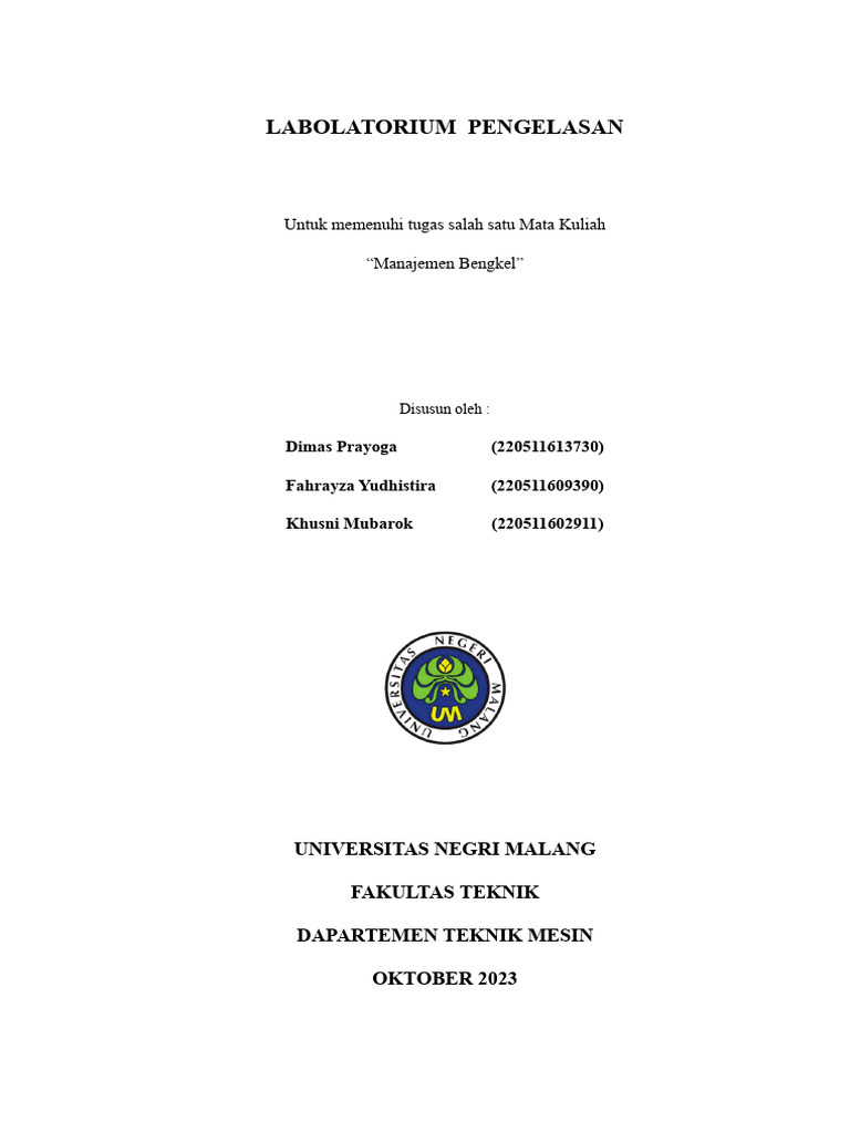 Labolatorium Pengelasan | PDF | Seni | Teknologi & Rekayasa