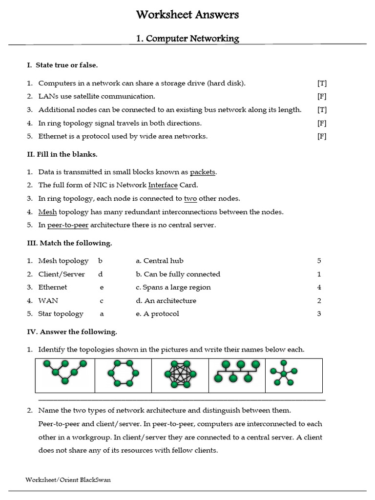 Less 1.worksheet Answers | PDF | Technology & Engineering