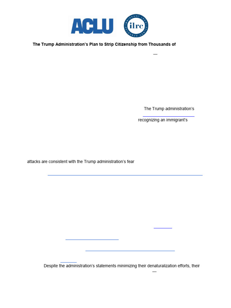 ACLU Fact Sheet On Denaturalization | PDF | Citizenship Of The United ...