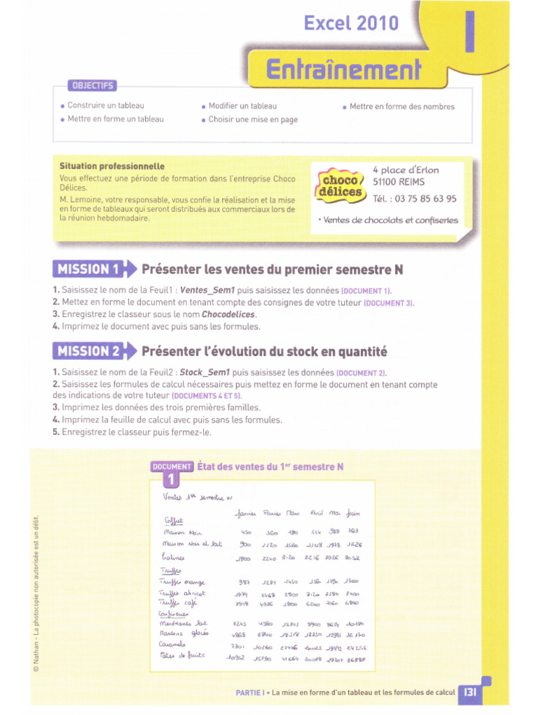 Excel - Entrainement 1 | PDF