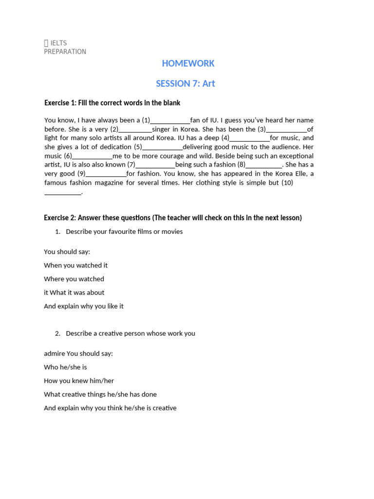 Lesson 7 - Homework - Ms. Mai Nguyen | PDF | Foreign Language Studies