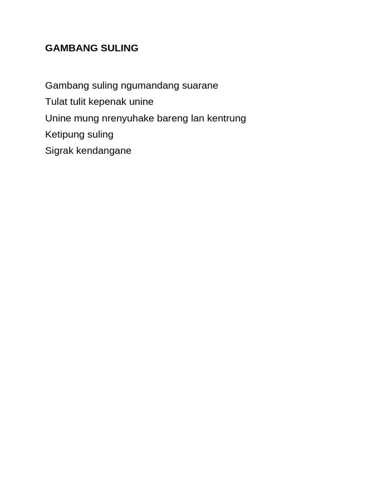 Lirik Gambang Suling | PDF