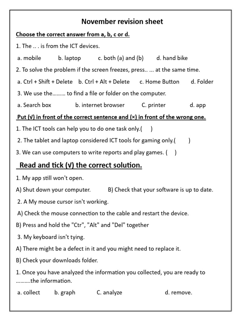 Grade 4 ICT Revision Questions | PDF | Internet | Spamming