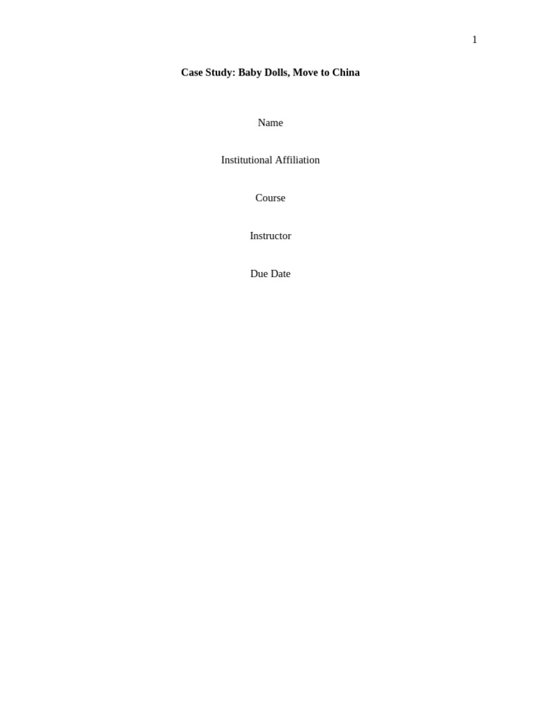 Case Study - Baby Dolls Move To China | PDF | Supply Chain | Profit ...