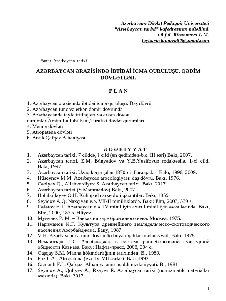 Az - Tarixi Muhazire1 | PDF