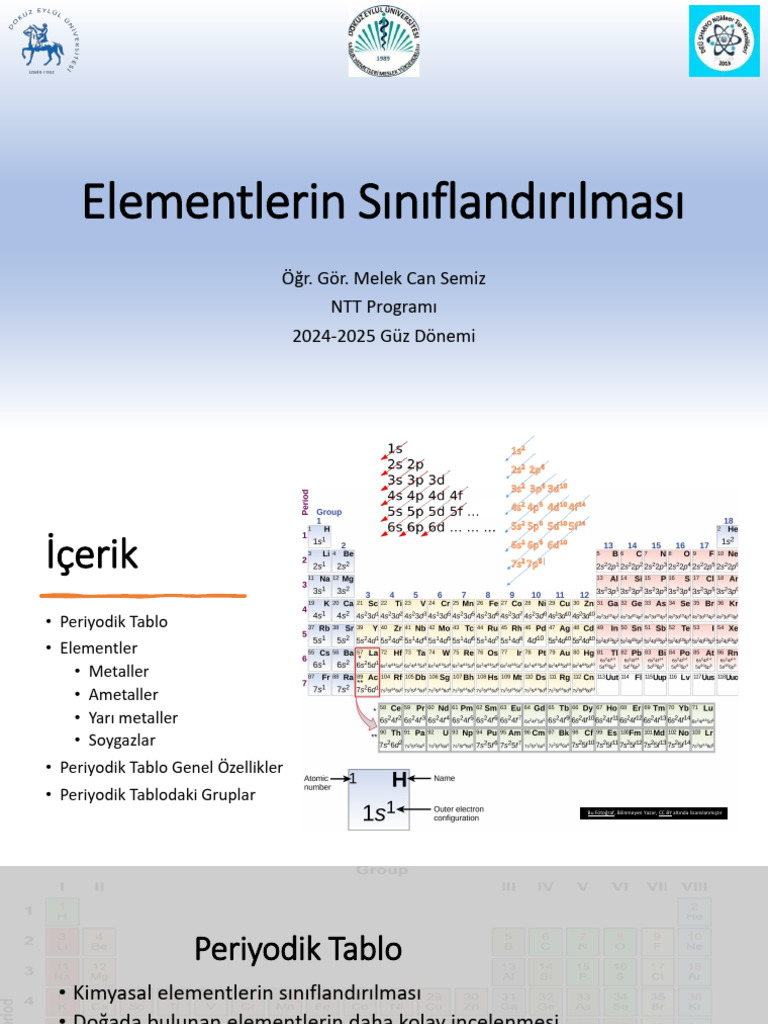 Hafta5 Elementlerin Siniflandirilmasi | PDF