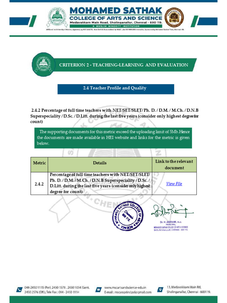 Criterion 2 - Teaching-Learning and Evaluation | PDF