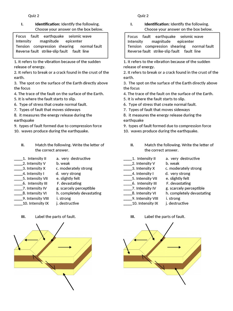 Quiz | PDF | Earthquakes | Fault (Geology)