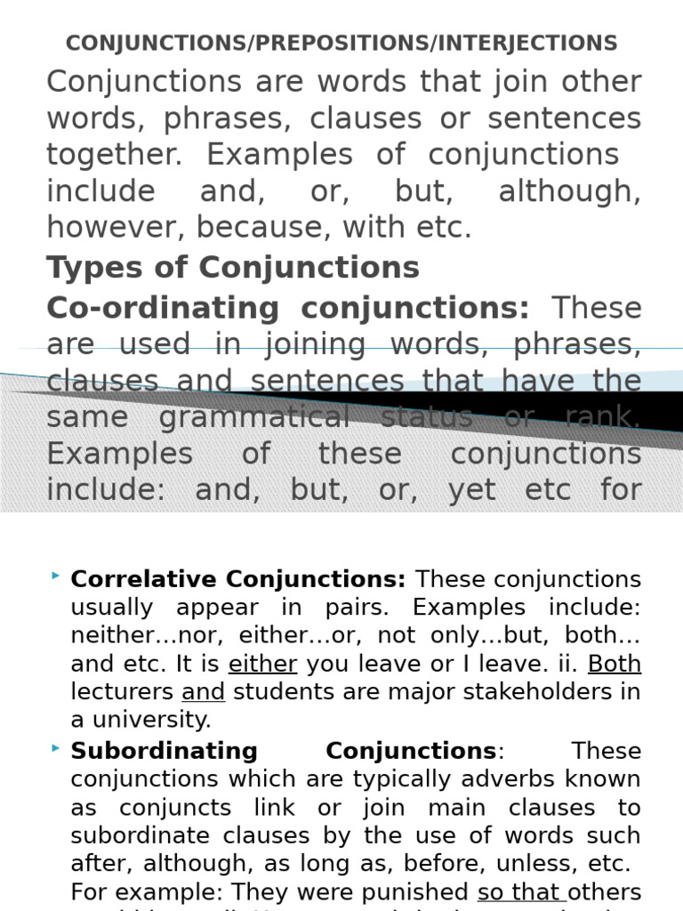 CONJUNCTIONS 6th | PDF | Preposition And Postposition | Noun