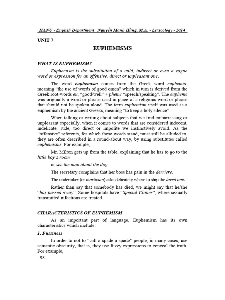 Euphemism | PDF | Profanity | Birth Control