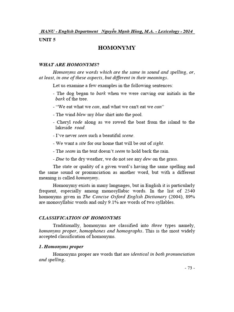 Homonymy | PDF | Grammar | Lexical Semantics