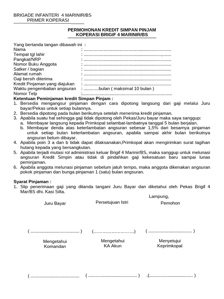 Blanko Simpin Primkopal | PDF