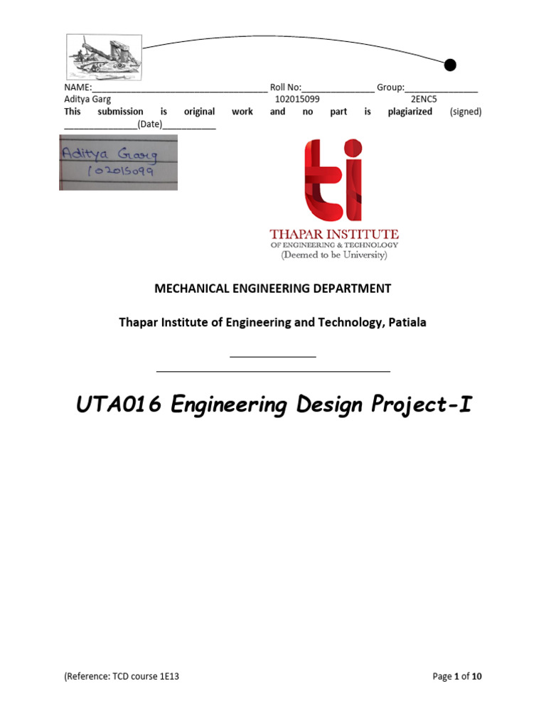 2ENC5 - 102015099 - Aditya Garg - Assignment 2. | PDF | Mass | Drag (Physics)