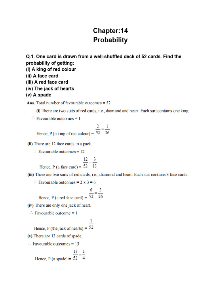 Cbse Class 10 Probability 4 Marks Question | PDF