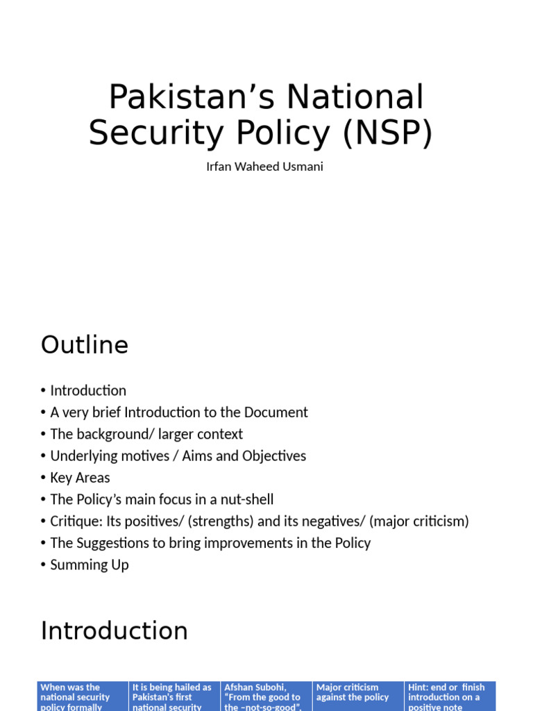 National Security Policy NR | PDF | Policy | National Security