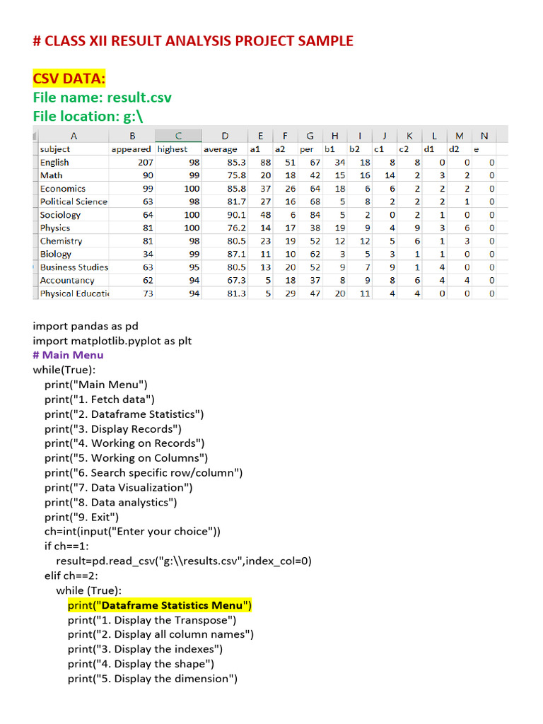 Class XII Result Analysis Tool | PDF | Computing