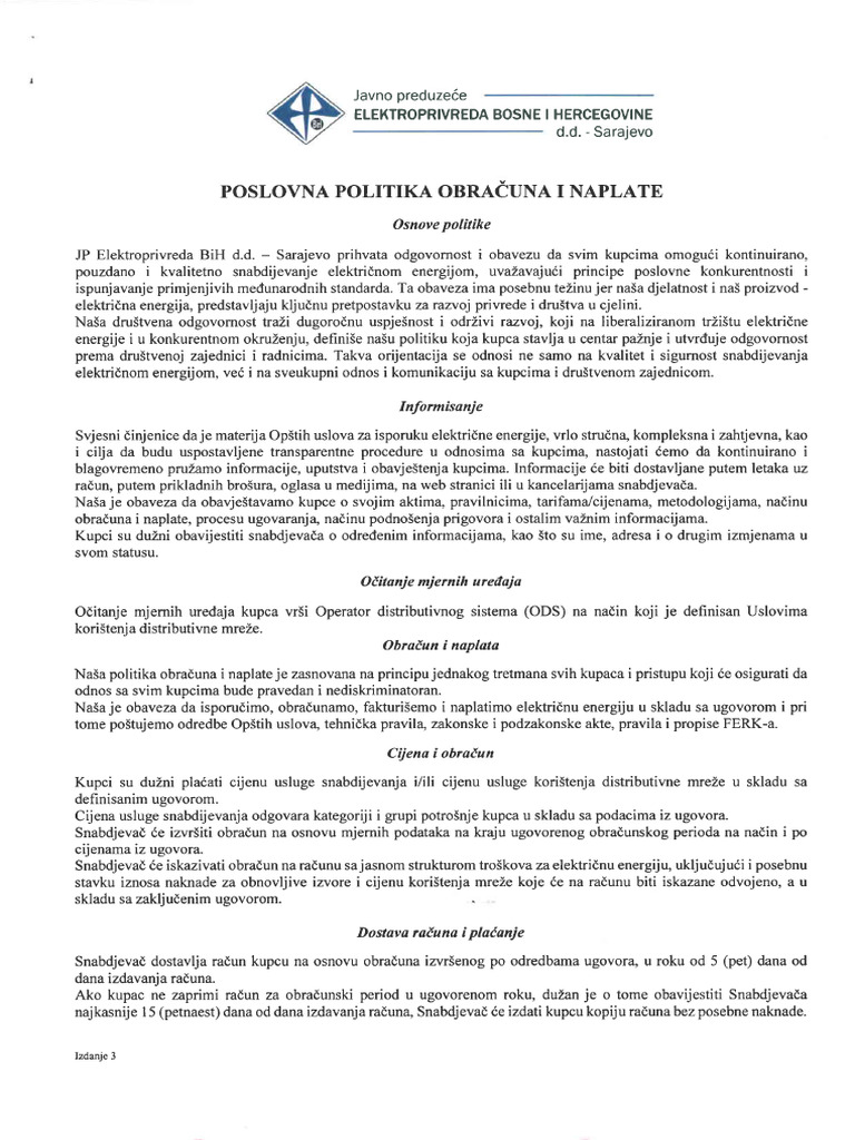 Poslovna Politika Obracuna I Naplate - 08 - 2019 | PDF