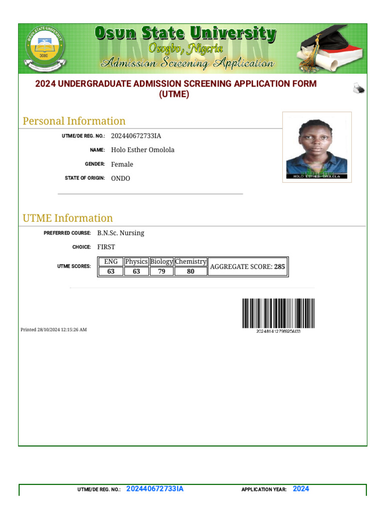 2024 Undergraduate Admissions Screening Application Forms | PDF | University And College ...