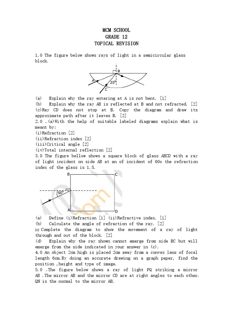 Topical Revision (Light) | PDF | Teaching Methods & Materials