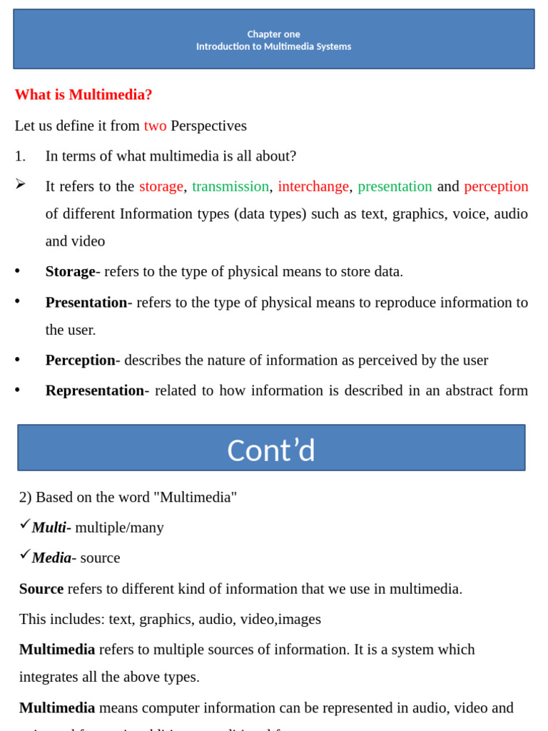 Introduction To Multimedia Systems | PDF | Multimedia | Information