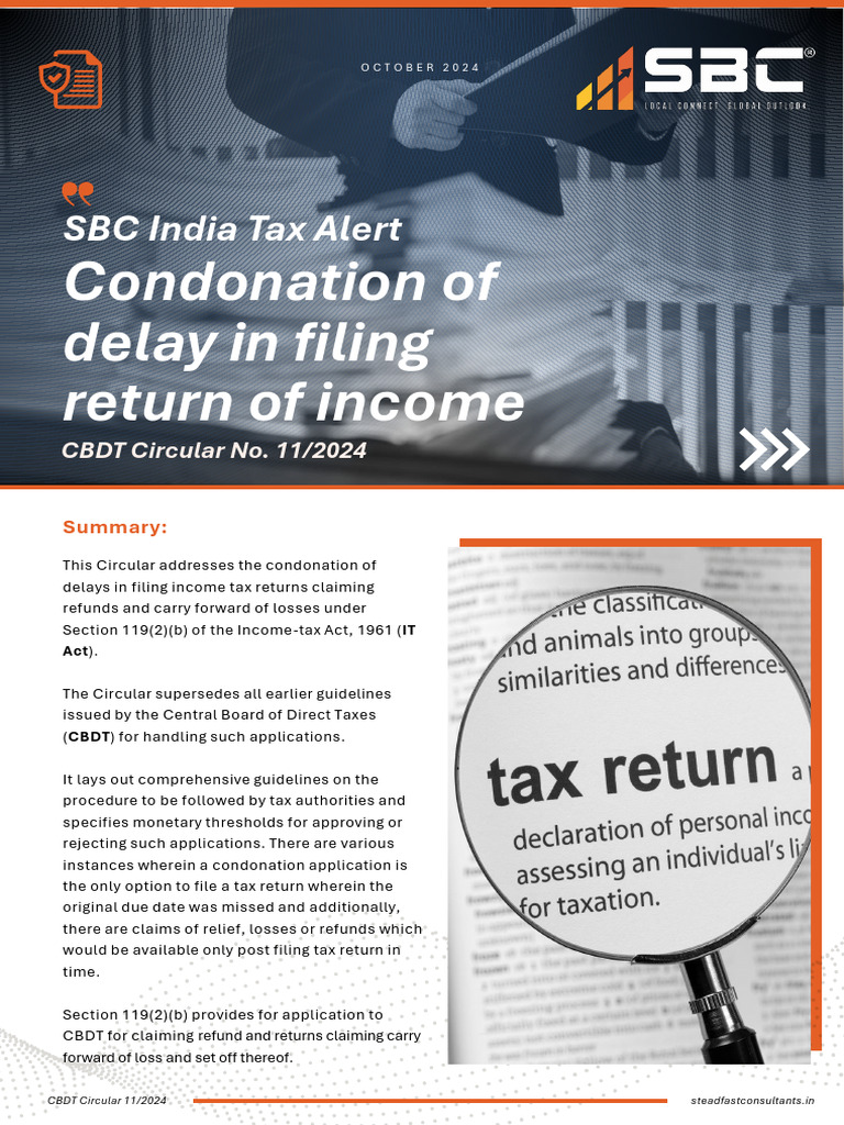 CBDT Circular 11/2024: Tax Return Delay Condonation | PDF | Taxes | Tax Refund