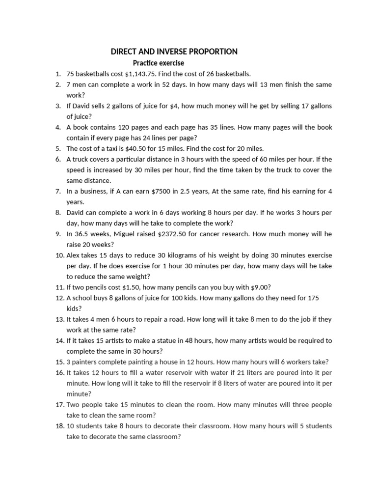 Direct and Inverse Proportion | PDF