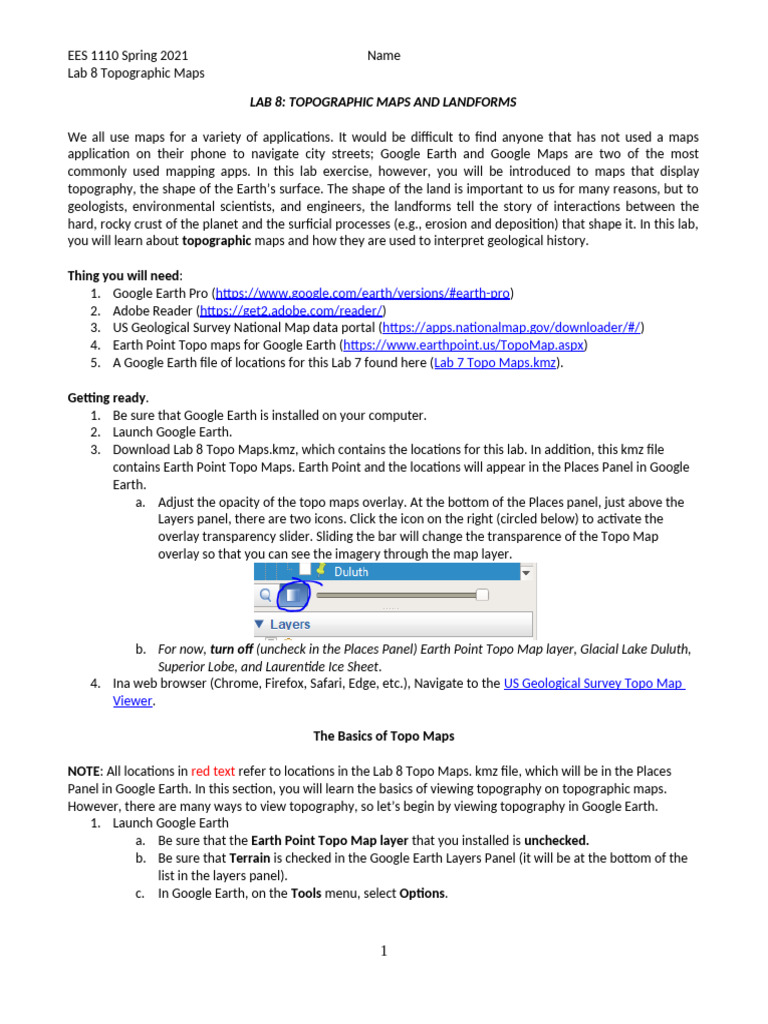 Topographic Maps Lab Exercise | PDF | Topography | Contour Line