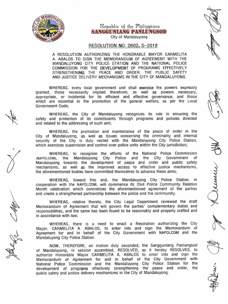 Resolution No. 2602 S 2018 Moa National Police Station | PDF